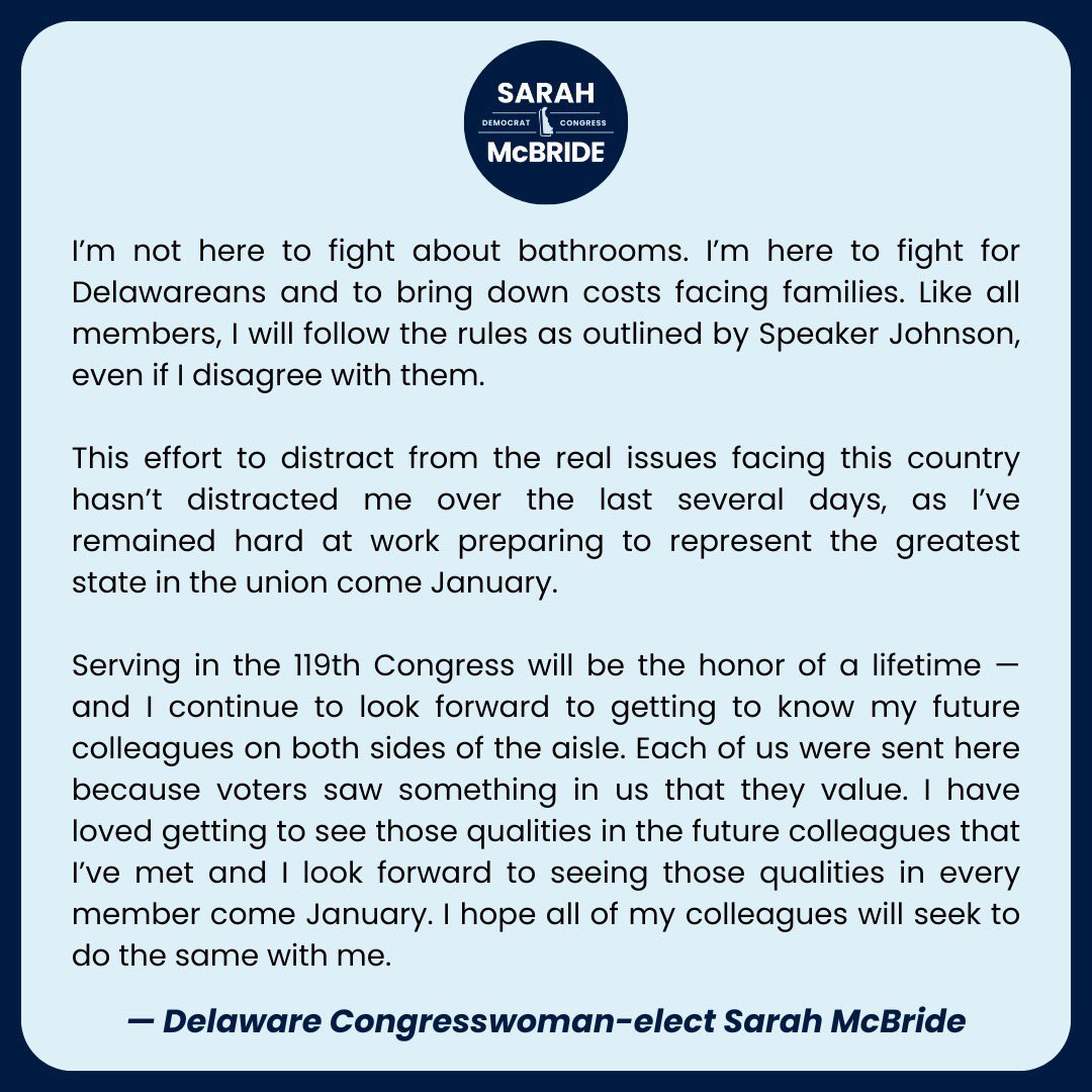 Trans Congressman Sarah McBride Responds to Capitol Hill Bathroom Ban ...