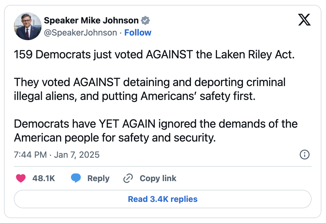 Here Are the 159 Dems Who Voted Against the Laken Riley Act - EVOL ...