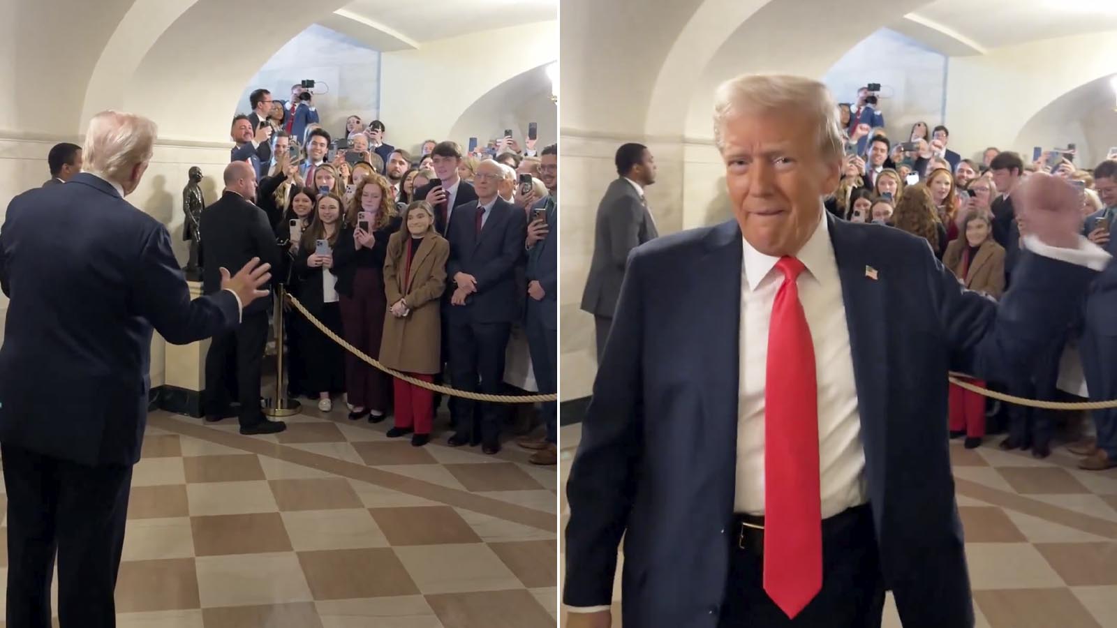 Watch: Trump Surprises White House Tour Group, ‘USA’ Chant Breaks Out ...