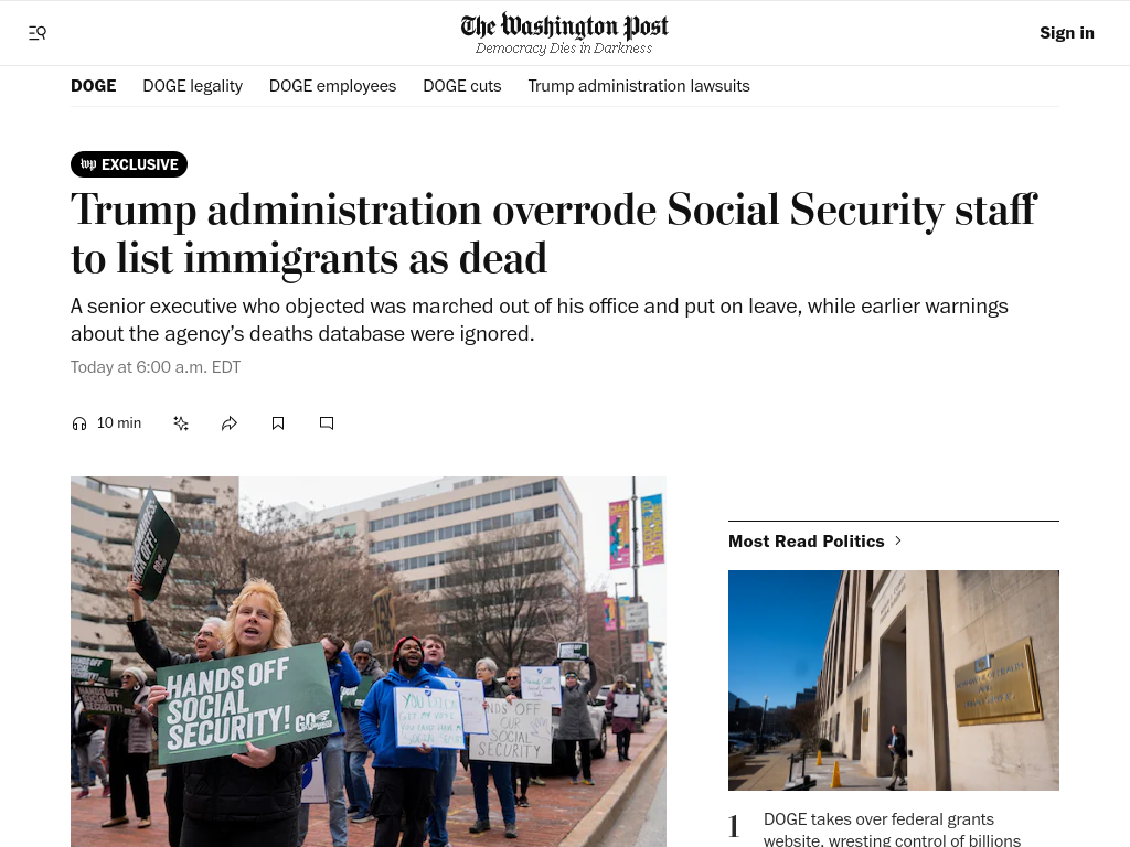 Trump administration overrode Social Security staff to list migrants as ...